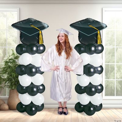 58" Black Graduation Balloon Columns Decorating Kit - 131 Pc.