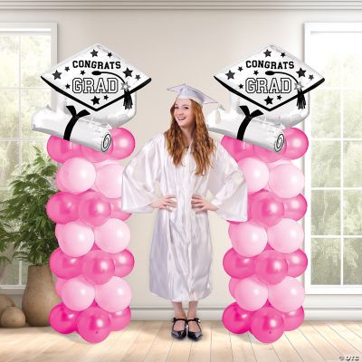58" Pink Graduation Balloon Columns Decorating Kit - 131 Pc.
