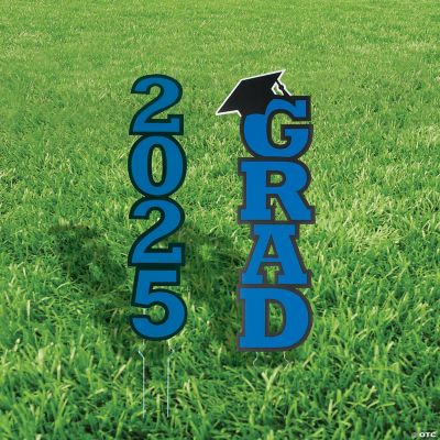 11" x 30" Blue 2025 Corrugated Plastic Graduation Yard Sign Kit – 2 Pc.