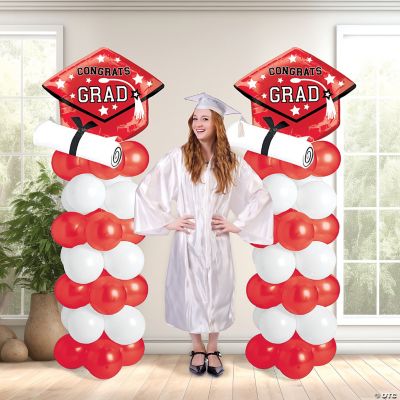58" Red Graduation Balloon Columns Decorating Kit - 131 Pc.