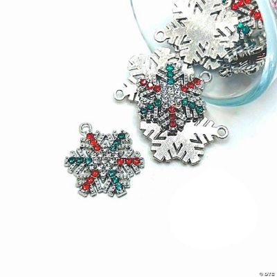 20 Silver Toned Rhinestone Snowflake Charms | Oriental Trading