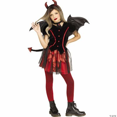 Girl’s Black & Red Dress Devil Costume with Wings | Oriental Trading