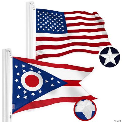 G128 Combo 4X6Ft Usa & Ohio Embroidered 220Gsm Spun Polyester Flag ...