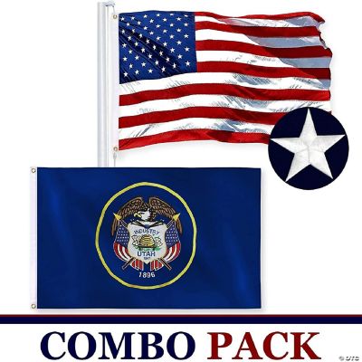 G128 3X5 Ft Single Sided American Flag And Double Sided Utah Flag, Both ...