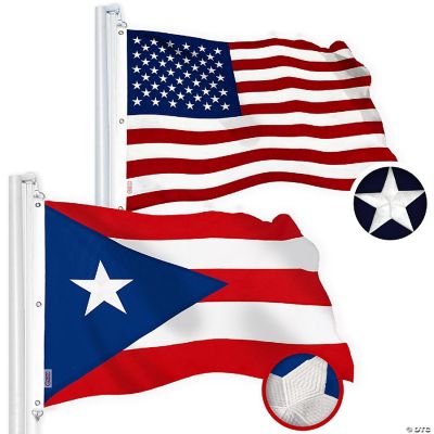 G128 Combo 5X8Ft Usa & Puerto Rico Embroidered 220Gsm Spun Polyester ...