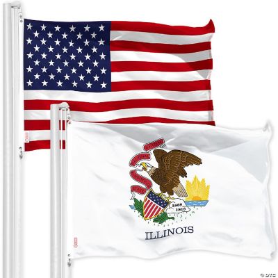 G128 3X5Ft Combo Usa & Illinois Printed 150D Polyester Flag | Oriental ...