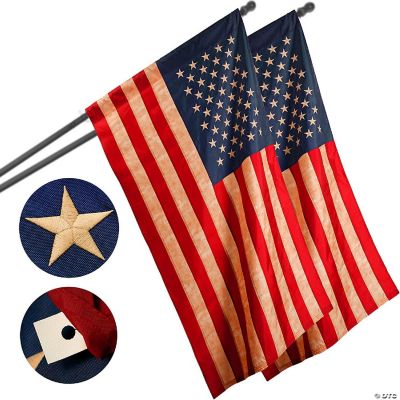 G128 12X18 Inches 2Pk Usa Tea-Stained Embroidered 420D Polyester Flag ...