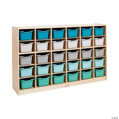 ECR4Kids 30 Cubby Tray Cabinet with Scoop Front Storage Bins, 5x6 ...