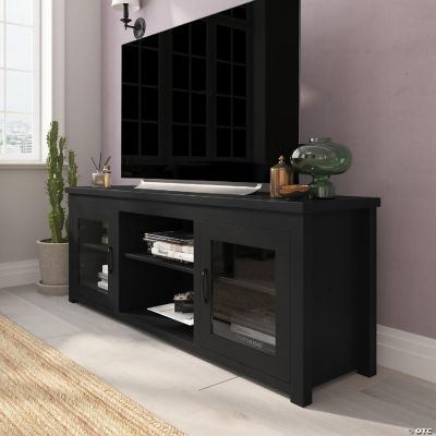 Emma + Oliver Liam TV Stand for up to 80" TV's in Black Finish - 65" Media Console with Classic ...