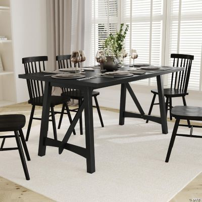 Emma + Oliver Lawson 60" Solid Wood Dining Table, Trestle Style Base ...