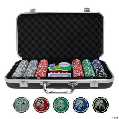 WE Games Complete Poker Set in Aluminum Case - 300 chips | Oriental Trading