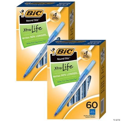 Round Stic Xtra Life Ball Pen Blue 60 Per Pack 2 Packs