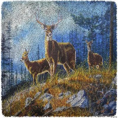 Three Deer Rug Making Latch Hooking Kit (60x40cm print canvas ...