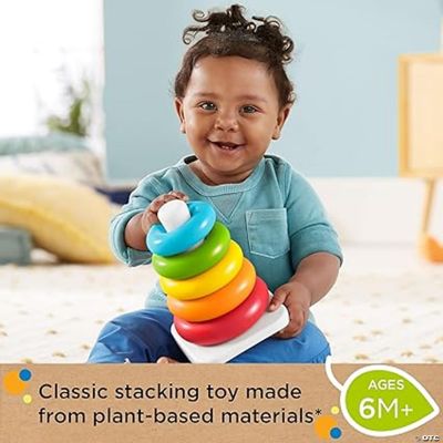 Fisher-Price Baby Stacking Toy Rock-A-Stack Rings with Roly-Poly Base ...