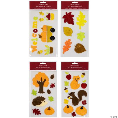 Set of 4 Double Sided Fall Harvest Gel Window Clings | Oriental Trading