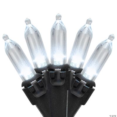 100-Count Pure White LED Mini Christmas Lights 33 ft Black Wire ...