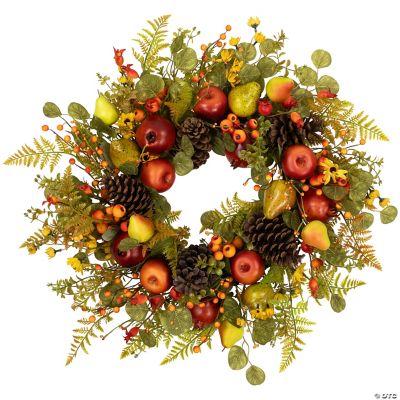 Apples and Pears Artificial Fall Harvest Wreath - 26" - Unlit