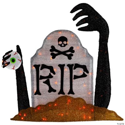 Lighted Tombstone Halloween Decoration - 31.5" - Black and Gray ...