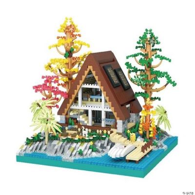 No-Name Unique Mini Micro Bricks Building Blocks Lakeside Cabin with ...
