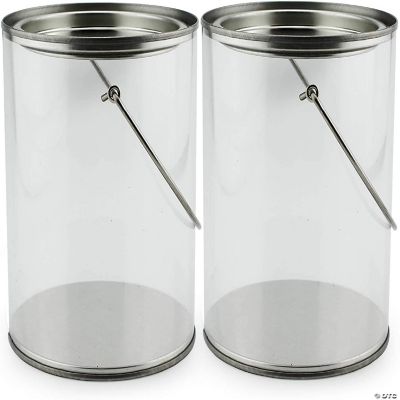 Quart Clear Plastic Paint Cans 2pk; Decorative Faux Small Party Paint ...