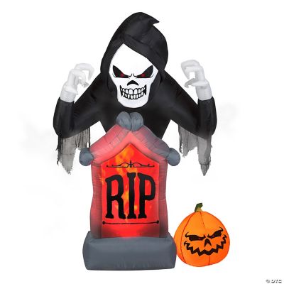 National Tree Company 6 ft. Halloween Inflatable Grim Reaper with LED ...
