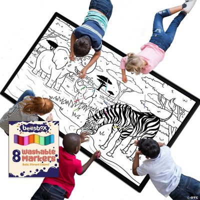 Kids Adult Coloring Book Rug Washable Markers Artist Animal Safari ...