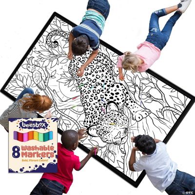 Kids Adult Coloring Book Rug Washable Markers Artist Animal Safari ...