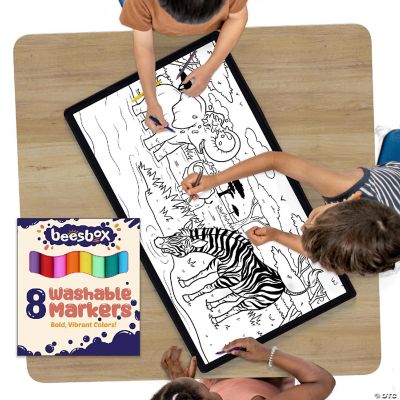 Kids Adult Coloring Book Rug Washable Markers Artist Animal Safari ...