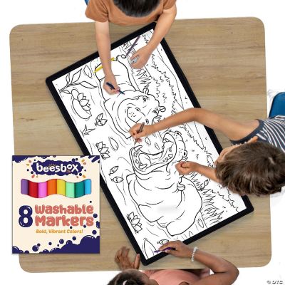 Kids Adult Coloring Book Rug Washable Markers Artist Animal Safari ...