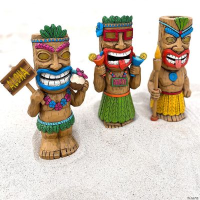 Tiki Statues Set of 3, Solar-Powered Tiki Bar Garden and Party Decor ...