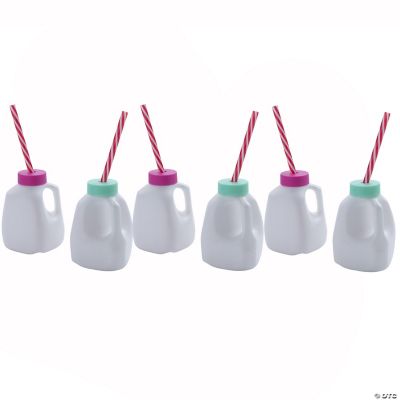 3 3/4" 6 oz. Bulk 60 Ct. Mini Milk Carton-Shaped Cups with Straws ...