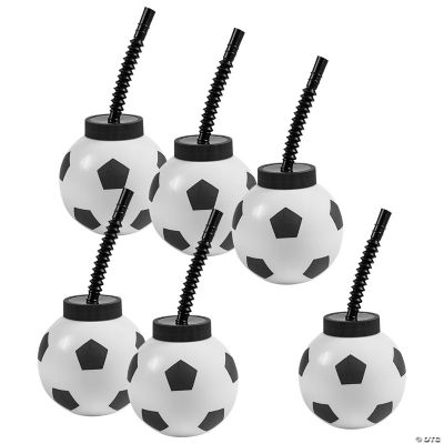 3 3/4" 14 oz. Bulk 60 Ct. Soccer Ball Reusable Plastic Cups with Lids ...
