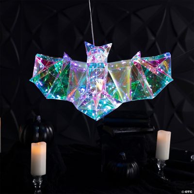 20" x 10 3/4" Halloween Multicolor Prismatic Bat Light-Up LED Light ...