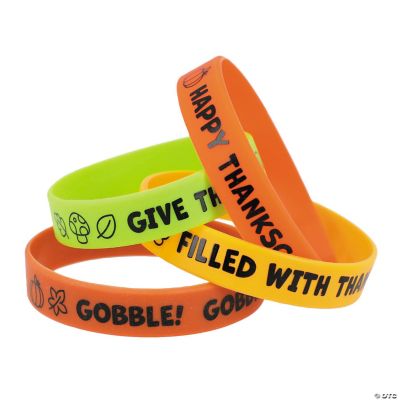 7 1/4" circ. Happy Thanksgiving Silicone Bracelets - 24 Pc. | Oriental ...