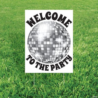 16" x 24" Retro Sweet 16 Disco Ball Welcome to the Party Yard Sign ...