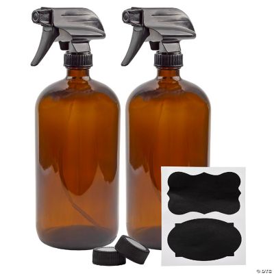32oz Amber Glass Spray Bottles 2pk w/ 3-Setting Sprayers Caps for ...