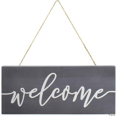 Gray and White Wooden Welcome Sign, Rustic Style Wood Hanging Plaque ...