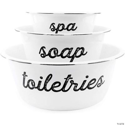 White Enamel Spa Basin Set 3pc Set, Rustic Farmhouse Style | Oriental ...