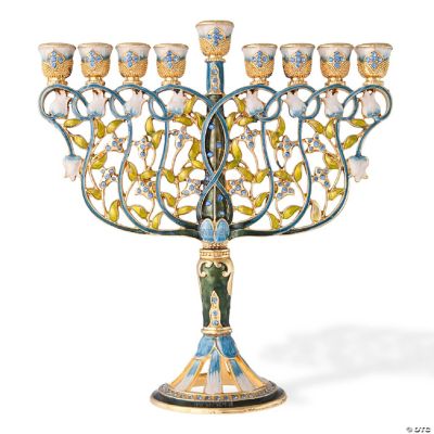 Matashi Tall Hand Painted Enamel Menorah Candelabra w Intertwining ...