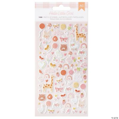 American Crafts Hello Little Girl Puffy Stickers 100/Pkg-Phrase ...