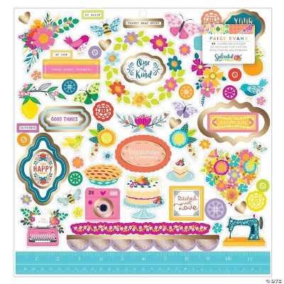Paige Evans Splendid Chipboard Stickers 12"X12"-Icons & Phrase ...