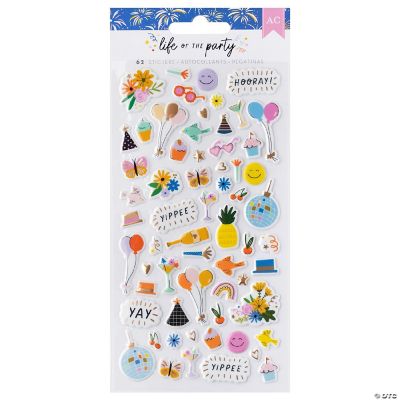 American Crafts Life Of The Party Puffy Stickers 62/Pkg-Gold Foil Icons ...