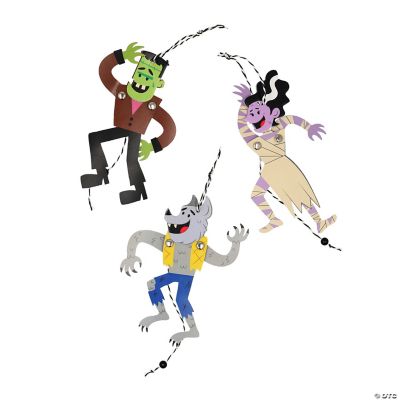 4" x 6" Halloween Green Monster, Werewolf & Mummy Monster Puppets Craft ...