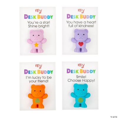 Classroom My Desk Buddy Bear Erasers with Card - 24 Pc. | Oriental Trading
