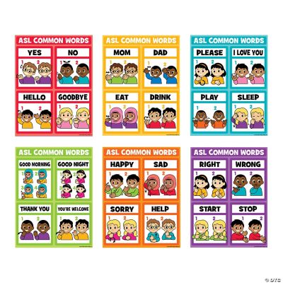 16" x 20 3/4" American Sign Language Sight Words Poster Set - 6 Pc ...
