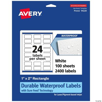 Avery 1" x 2" Waterproof Rectangle Labels, 2,400 Labels | Oriental Trading