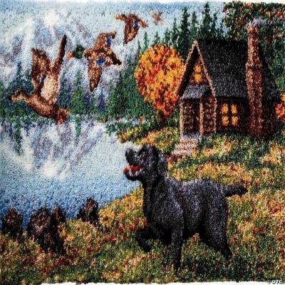 LovelyLust.com Dog Chasing Ducks Rug Making Latch Hooking Kit (102x69cm ...