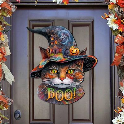 Halloween Cat in a Hat Holiday Door Decor by G. DeBrekht | Oriental Trading