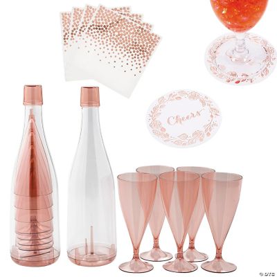 Rose Gold Champagne Drinkware & Accessories Set – 34 Pc. | Oriental Trading
