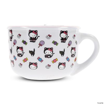 Sanrio Hello Kitty Black Cat Ceramic Soup Mug With Vented Lid Holds 24 ...